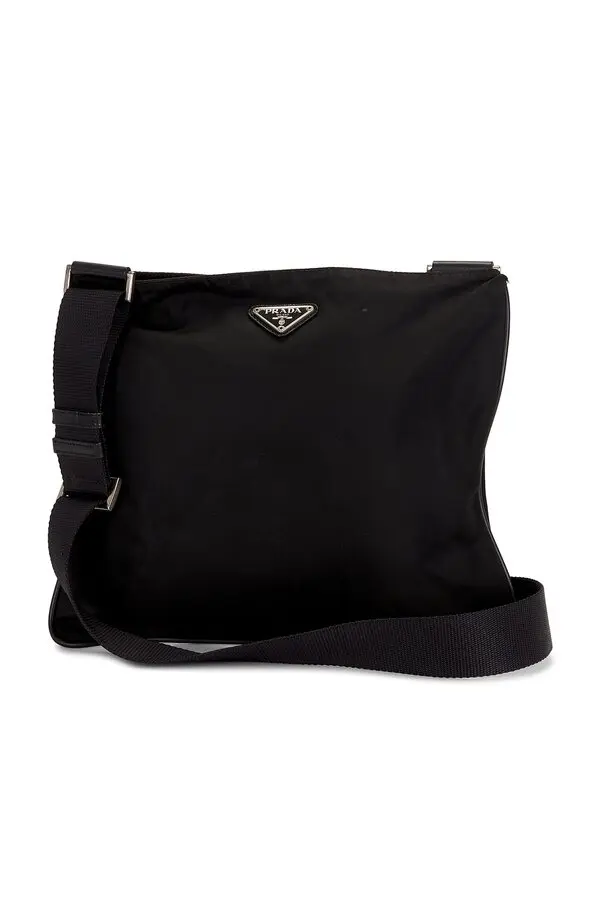 Prada Tessuto Flat Messenger Bag - Black