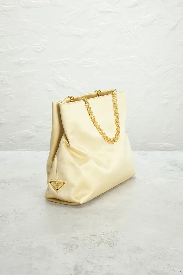 Prada Satin Tote Bag In Metallic Gold