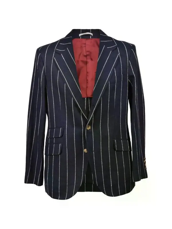 Brunello Cucinelli Striped Linen-blend Suit - Blue