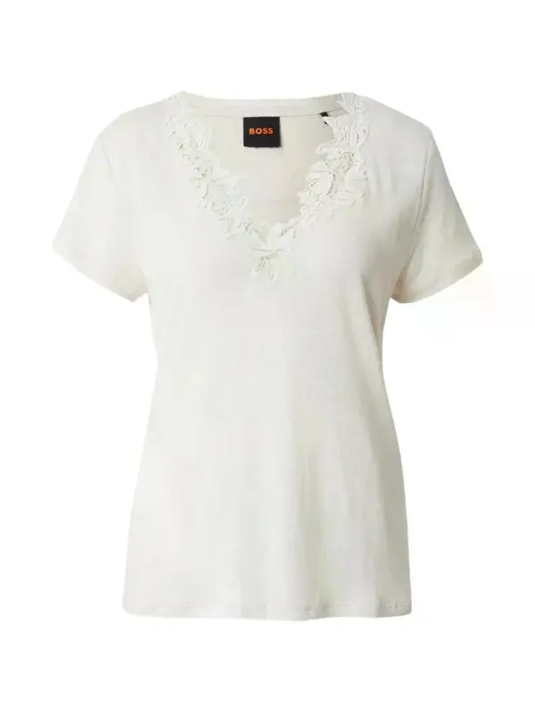 BOSS Lace-trim V-neck T-shirt - White