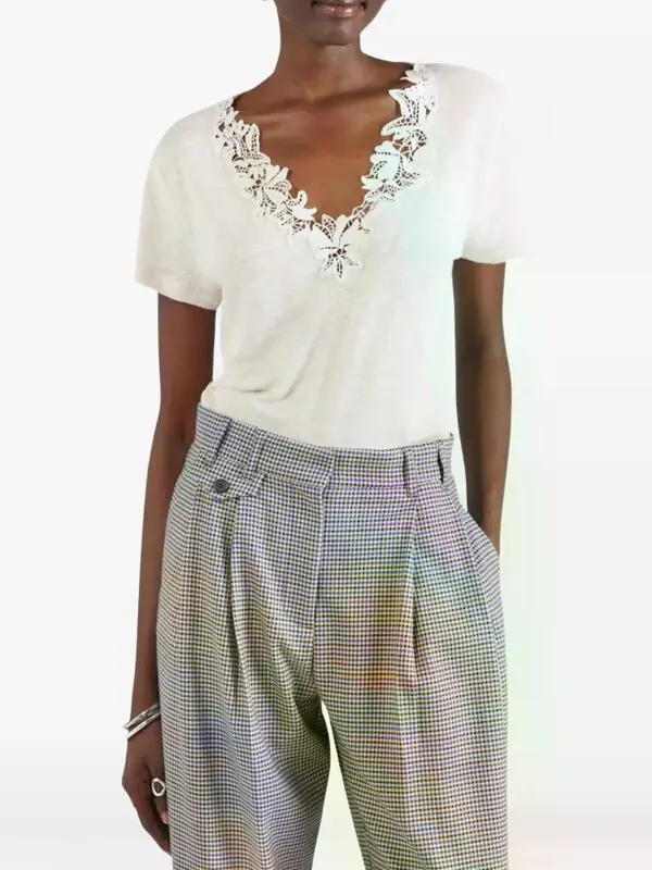 BOSS Lace-trim V-neck T-shirt