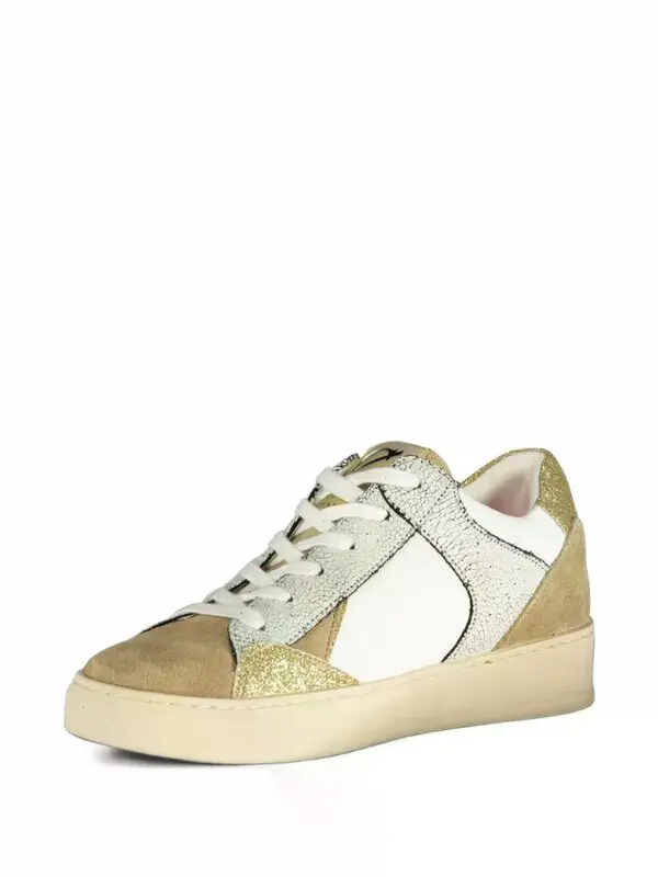 CAFÈNOIR Glitter-panelled Crackle-effect Sneakers