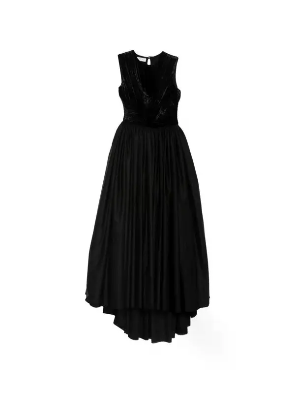 ABADIA Pleated Bodice Dress - Black