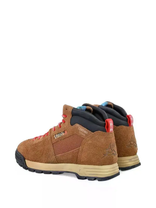 AUTRY Malga Cortina In Chestnut And Flame Scarlet Suede Sneakers
