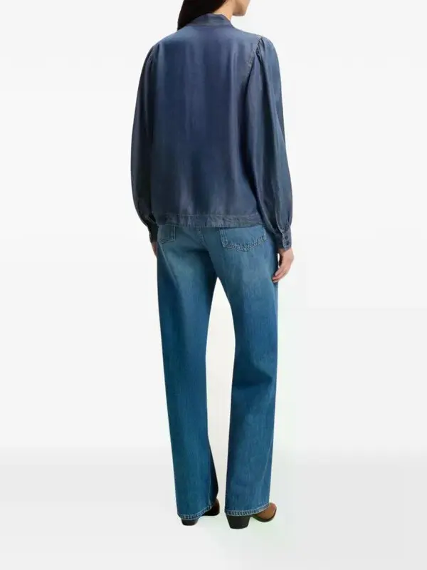 BOSS Denim-look Blouse With Scarf Detail