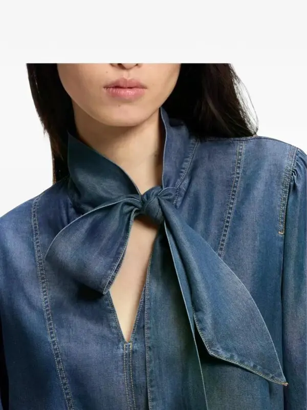 BOSS Denim-look Blouse With Scarf Detail