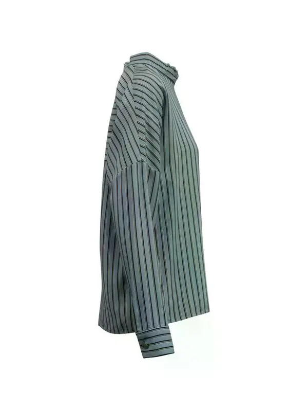 Tibi Striped Stand-collar Blouse