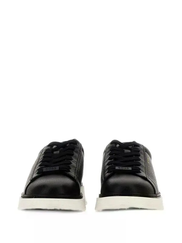 BOSS Logo-detail Grained Leather Sneakers - Blue
