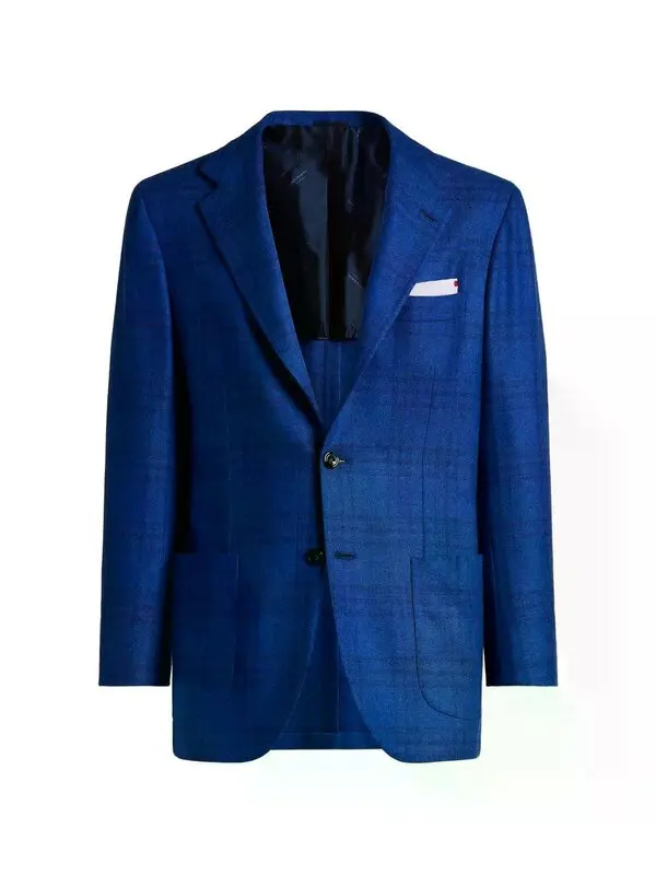 Kiton Checked Cashmere Blazer - Blue