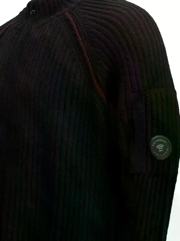 C.P. COMPANY Fleece Ribbed-knit Raglan-sleeve Cardigan