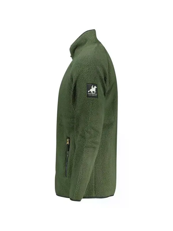 U.S. Grand Fleece-texture Zip-up Sweater - Green