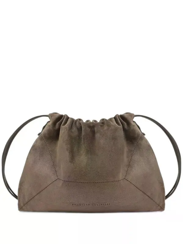 Brunello Cucinelli Monili-detail Suede Shoulder Bag - Brown