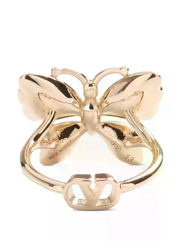 Valentino Garavani Flutterby Ring In Metal And Swarovski Crystals