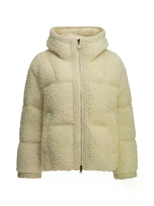Moncler Cristallin Hooded Wool-blend Short Down Jacket - Neutrals