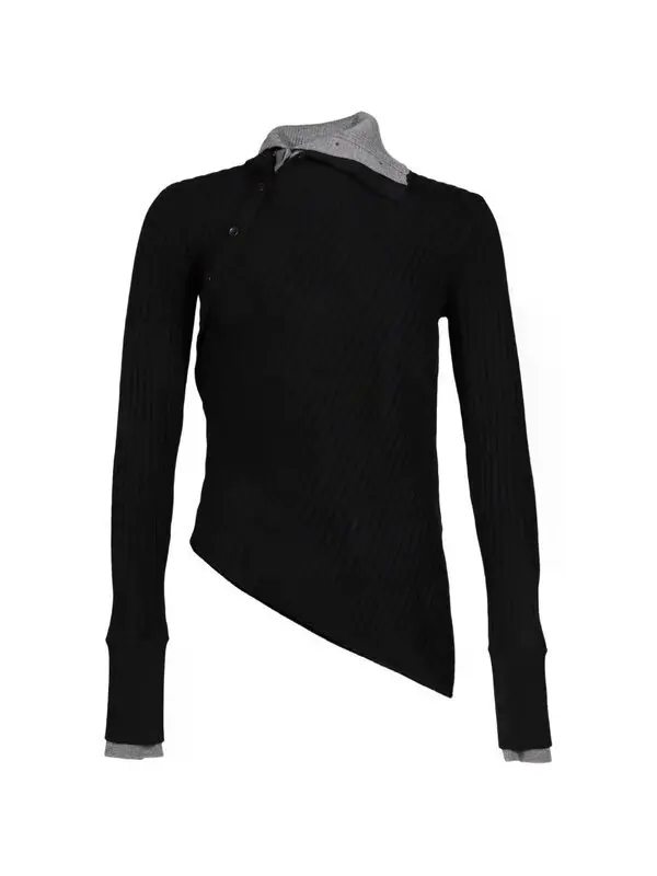 EGONLAB Asymmetrical Ribbed Sweater - Black