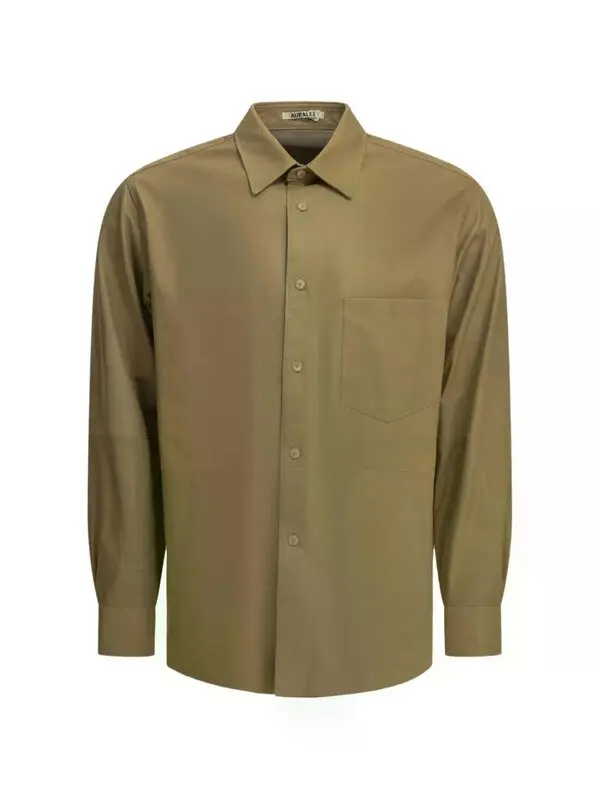 Auralee Long-sleeve Leather Shirt - Neutrals