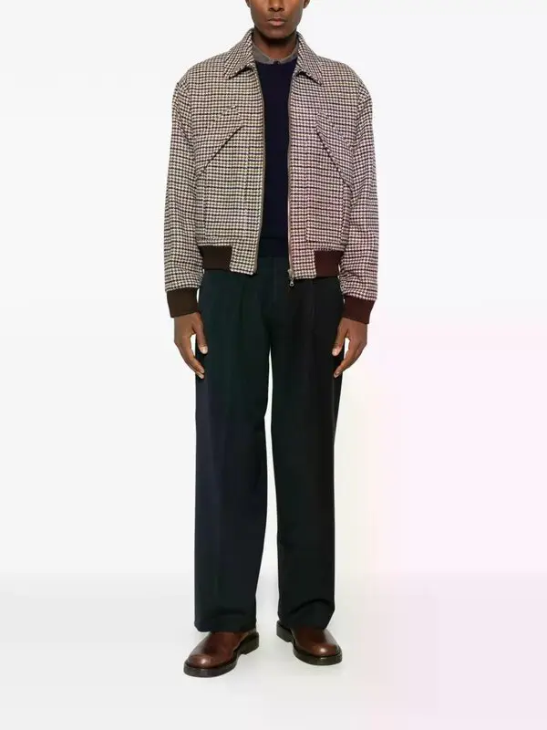 OFFICINA SARTORIALE Houndstooth-pattern Bomber Jacket - Neutrals