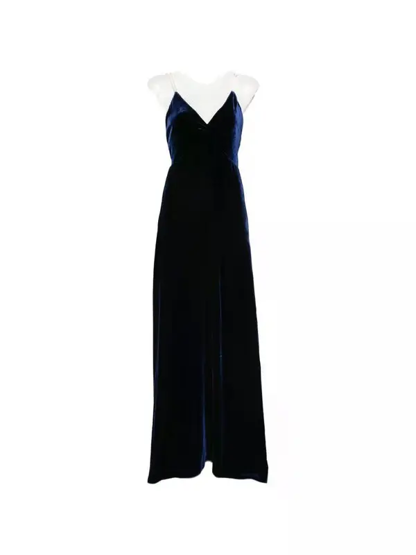 FORTE_FORTE Pearl-strap Velvet Maxi Dress - Blue