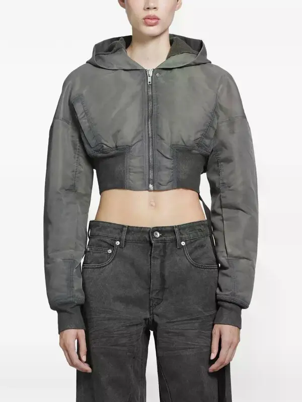 Rick Owens Hooded Cropped Jacket - Brown