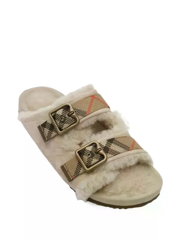 Burberry Check Shearling Urchin Sandals