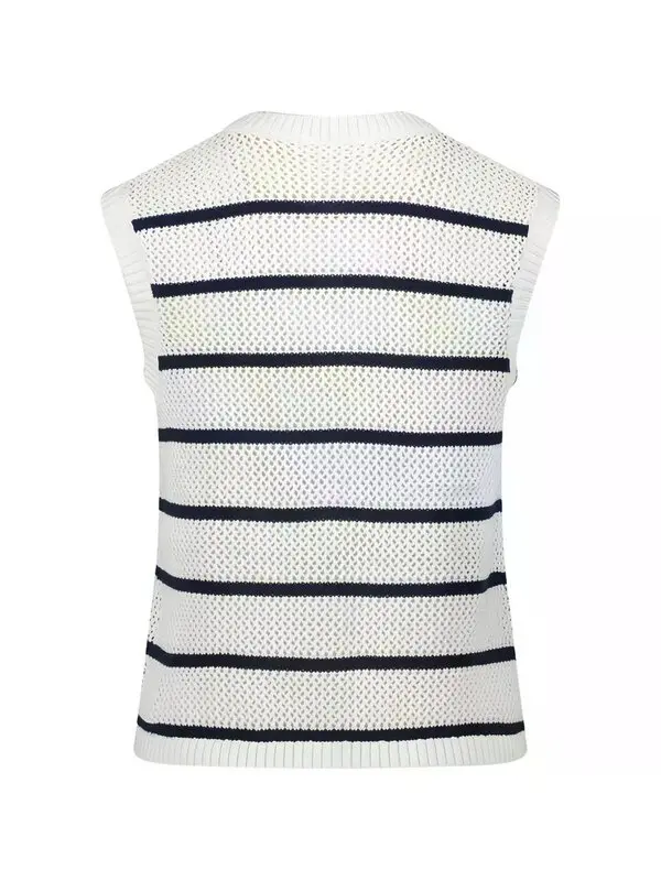 BETTY & CO Striped Pointelle-knit Vest