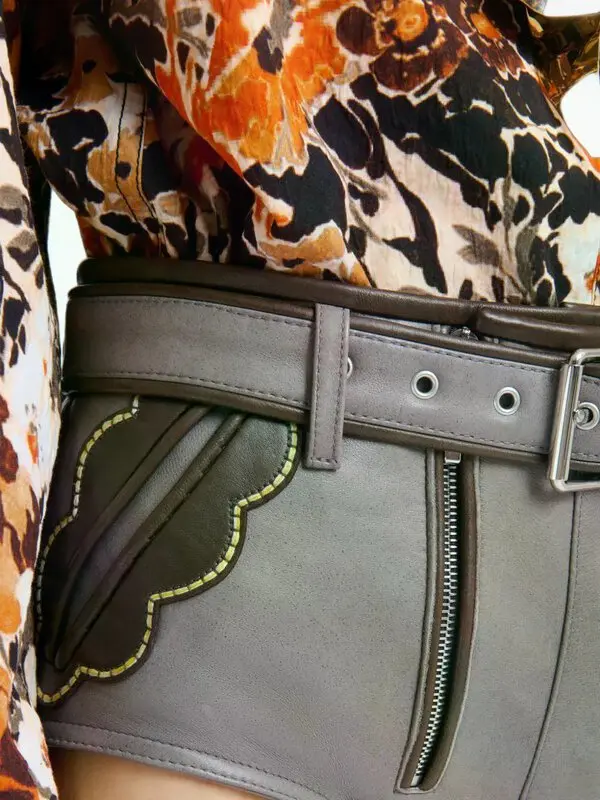 Marni Leather Hotpants With Leaf Pockets