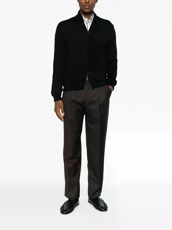 HERITAGE Zip-up Ribbed-knit Cardigan