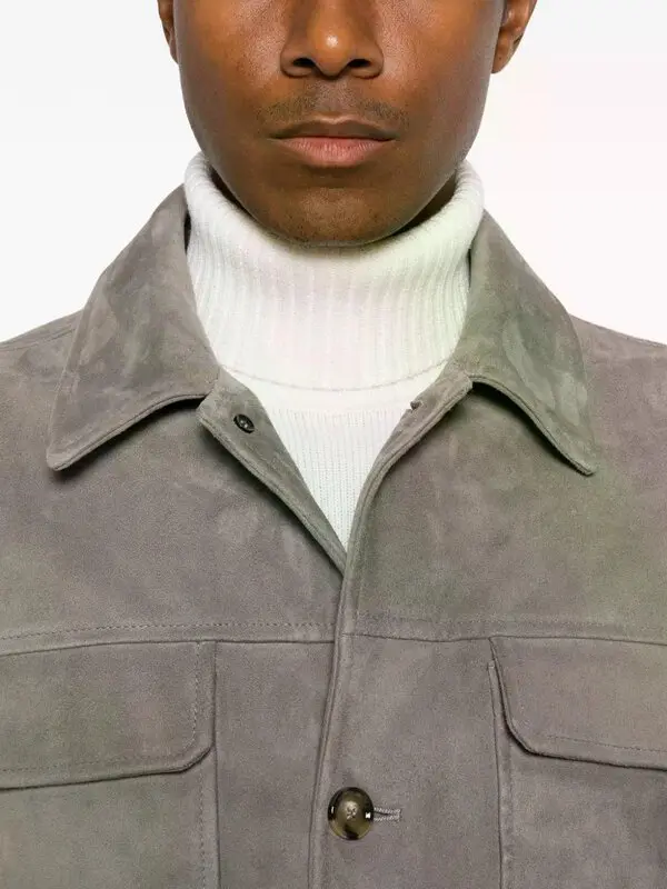 LARDINI Button-up Suede Jacket - Grey