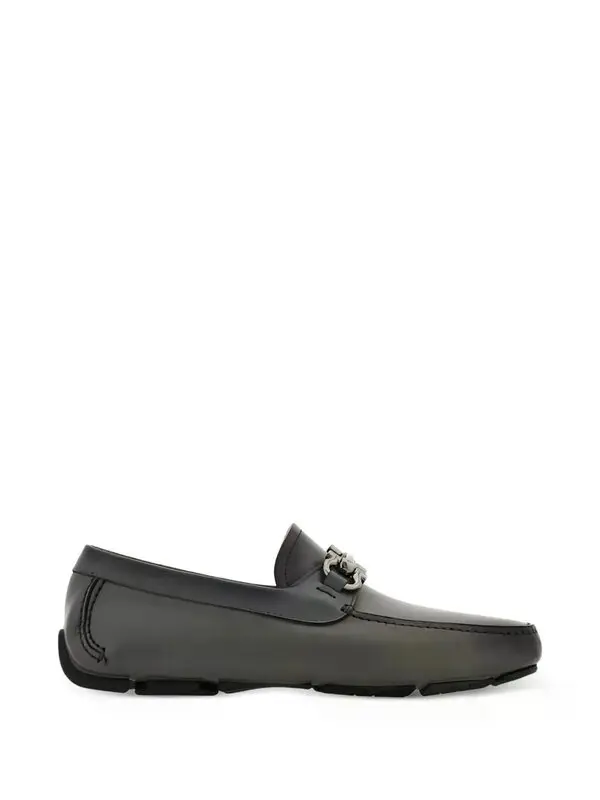 FERRAGAMO Gancini-bit Leather Loafers - Grey