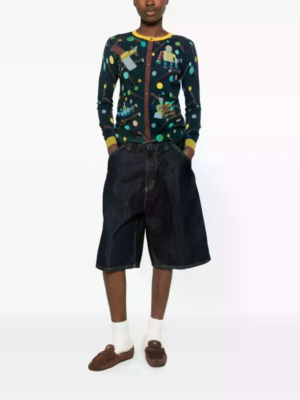 JEI'S Graphic-print Button-down Cardigan
