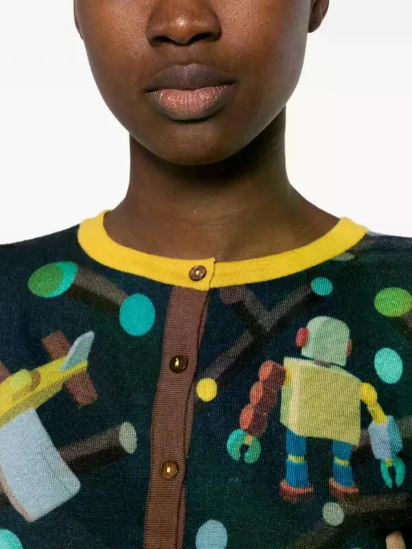 JEI'S Graphic-print Button-down Cardigan