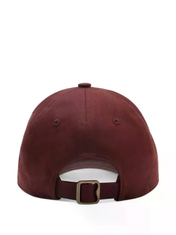 Burberry Check Cursive Logo Gabardine Baseball Cap - Red