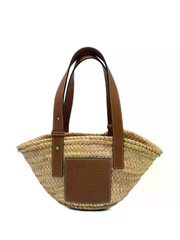 Loewe 2021 Small Raffia Anagram Basket Tote Bag - Neutrals