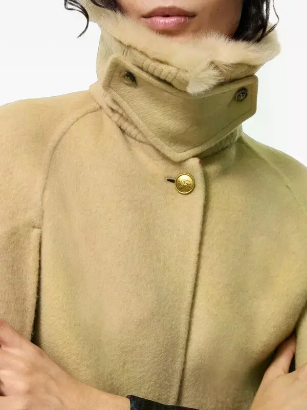 Burberry Shearling Collar Cashmere Cape