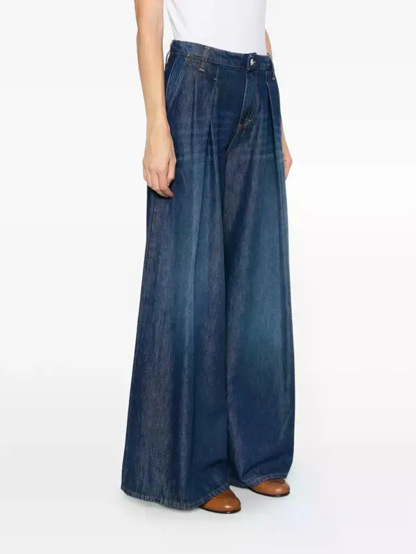 PLEASE Pleated Wide-leg Jeans