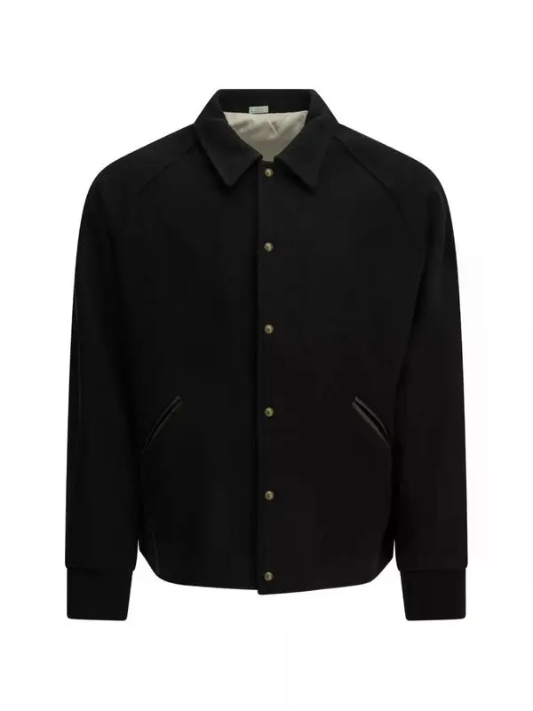 A.PRESSE Leather-trimmed Cashmere Jacket - Black