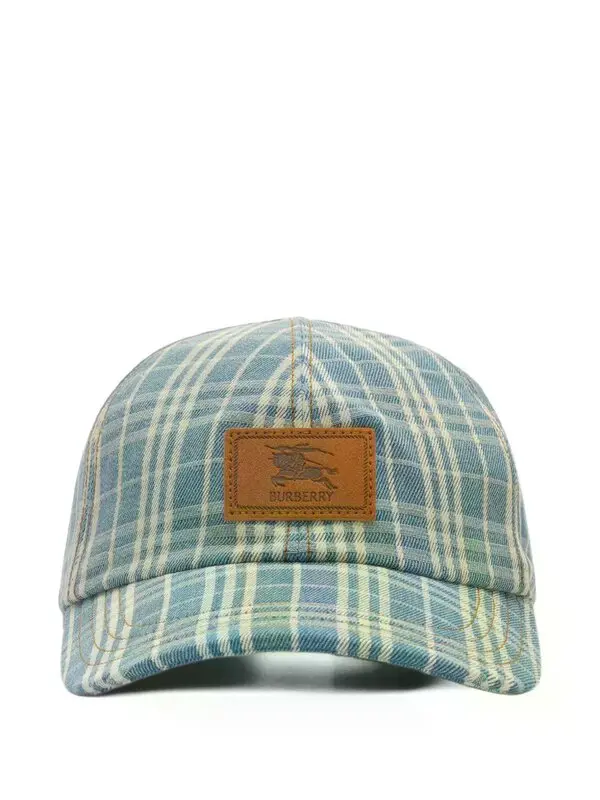 Burberry Check Denim Baseball Cap - Blue