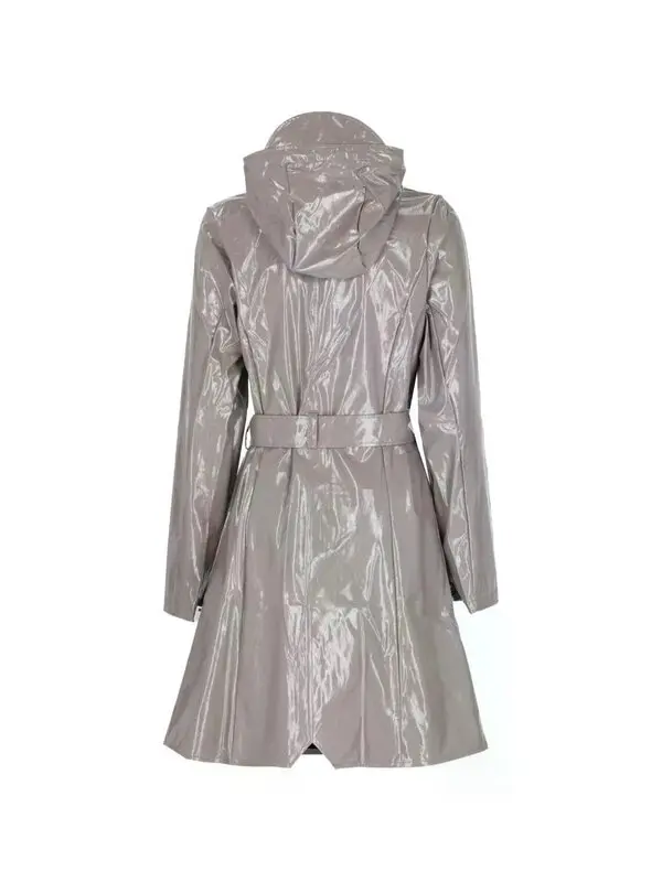 Rains Curve Hooded Belted Coat