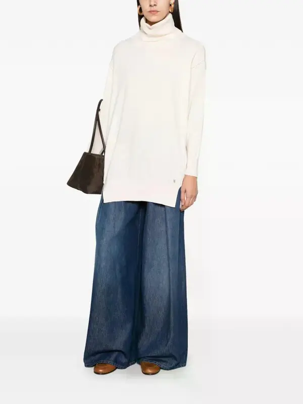PLEASE Roll-neck Side-slit Sweater