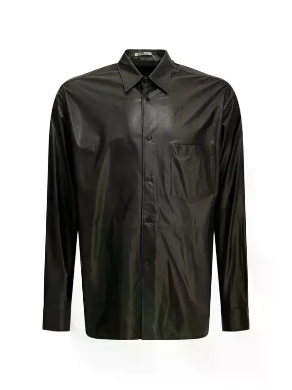 Auralee Long-sleeve Leather Shirt - Black