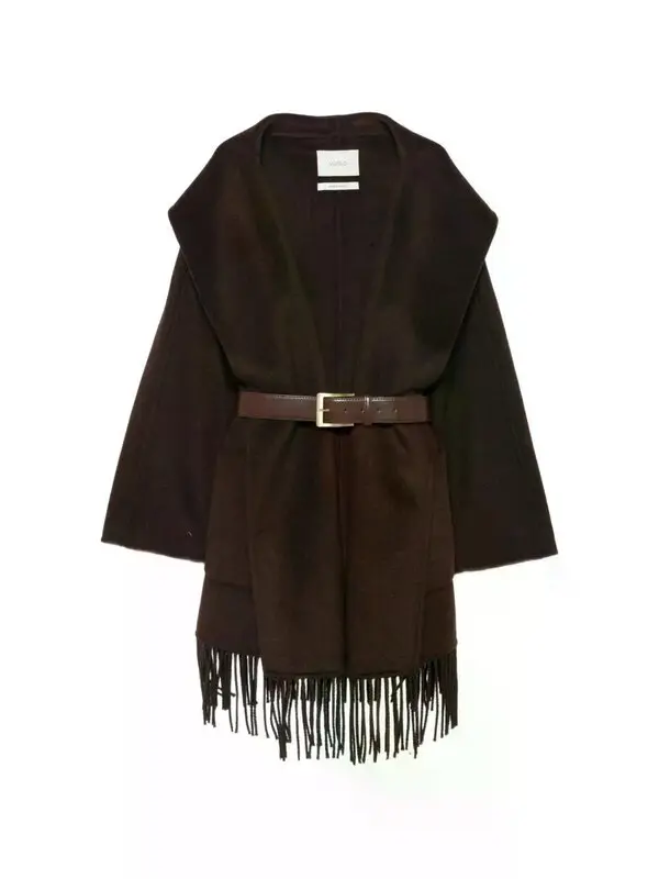 VICOLO Fringed-hem Coat - Brown