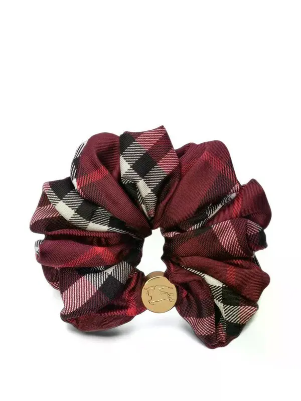 Burberry Check Silk Scrunchie - Red
