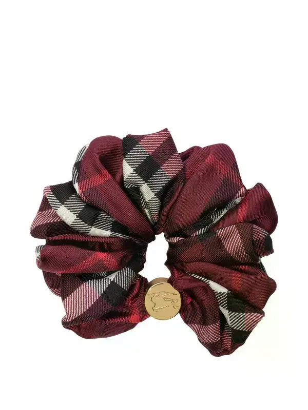Burberry Check Silk Scrunchie - Red