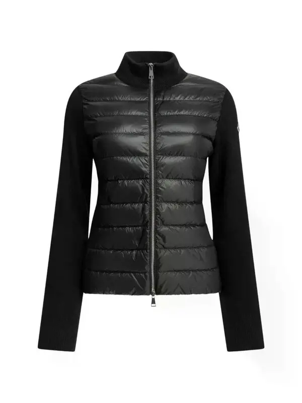 Moncler Quilted-panel Zip-up Jacket - Black