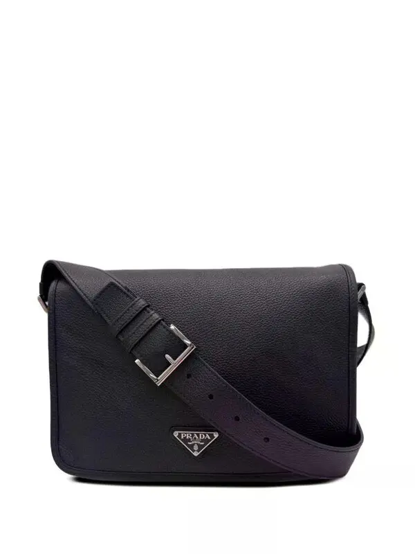 Prada 2013-2026 Grained Calfskin Flap Messenger Bag Crossbody Bag