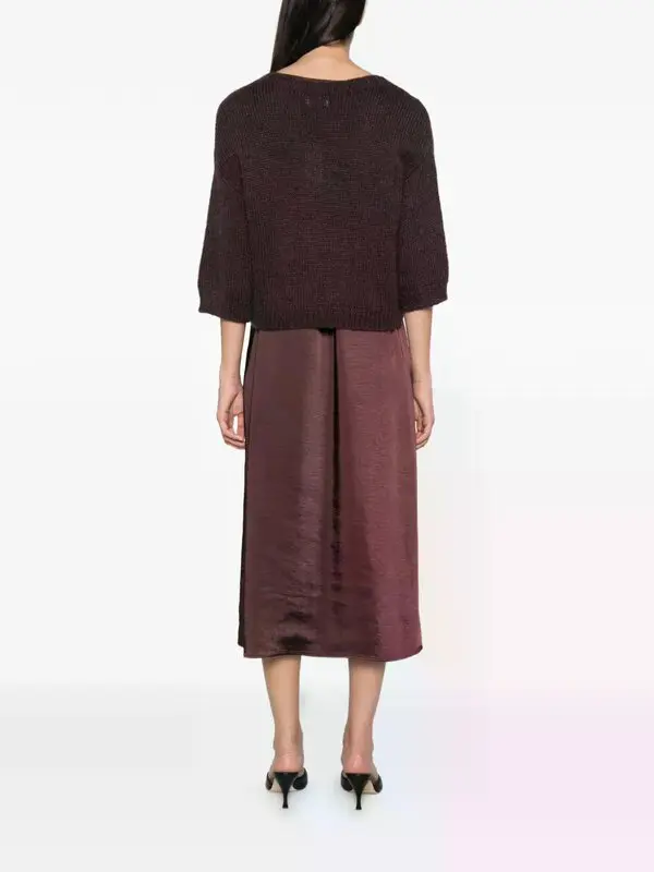 VERA MONT Lace-trim Satin Midi Dress