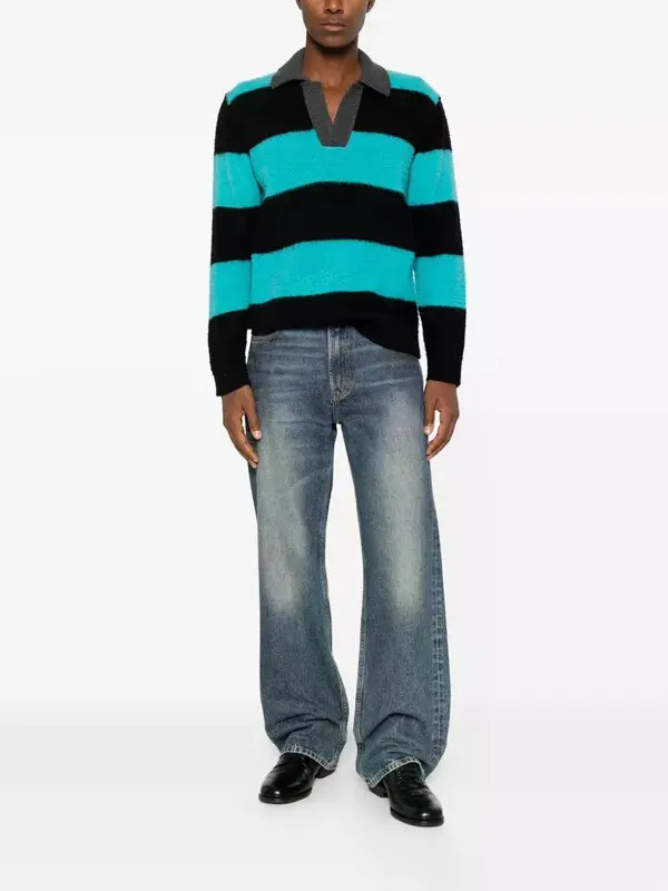 ATOMO FACTORY Striped Textured Polo Shirt