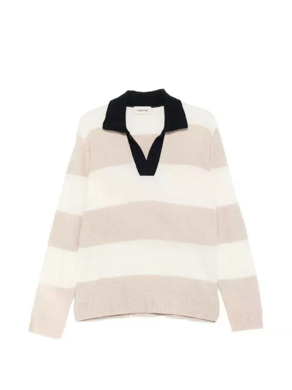 ATOMO FACTORY Horizontal-stripe Spread-collar Polo Shirt