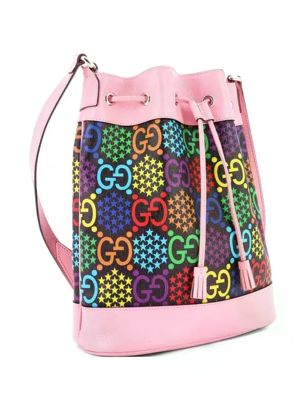 Gucci Psychedelic Print Gg Coated Canvas Medium Bucket Bag