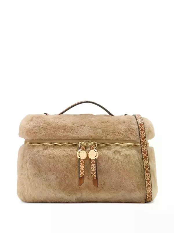 Tory Burch Romy Shearling Slim Top Handle Bag - Neutrals